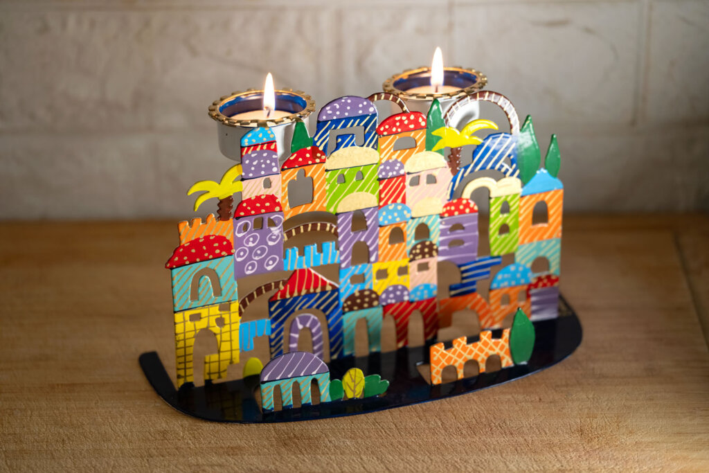Jerusalem Laser Cut Metal Candlesticks - Israel Cart