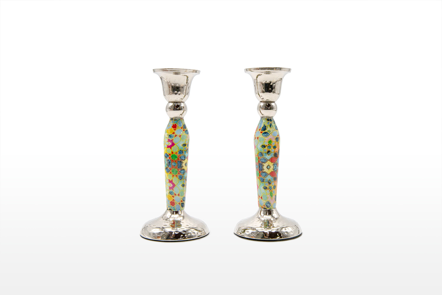 Multicolor Shabbat Candlesticks - Israel Cart