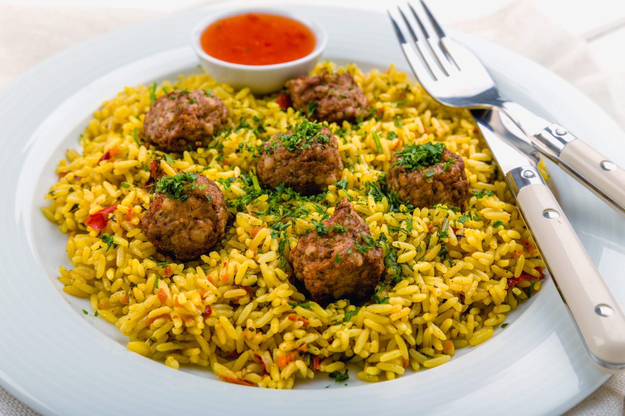 Saffron Rice Pilaf with Meatballs and Dates - Israel Cart