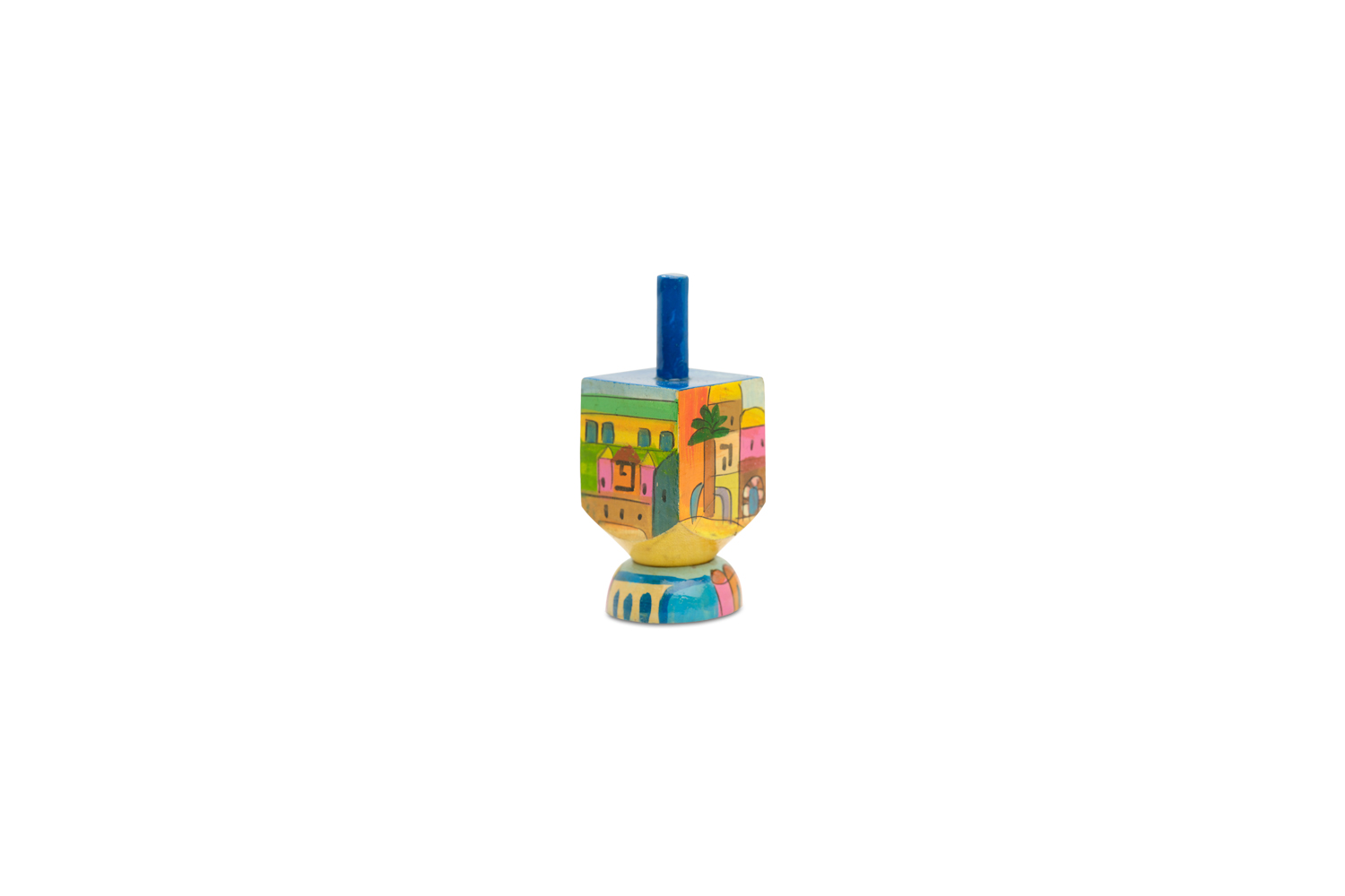 Jerusalem Metal Cutout Medium Dreidel & Stand - Israel Cart