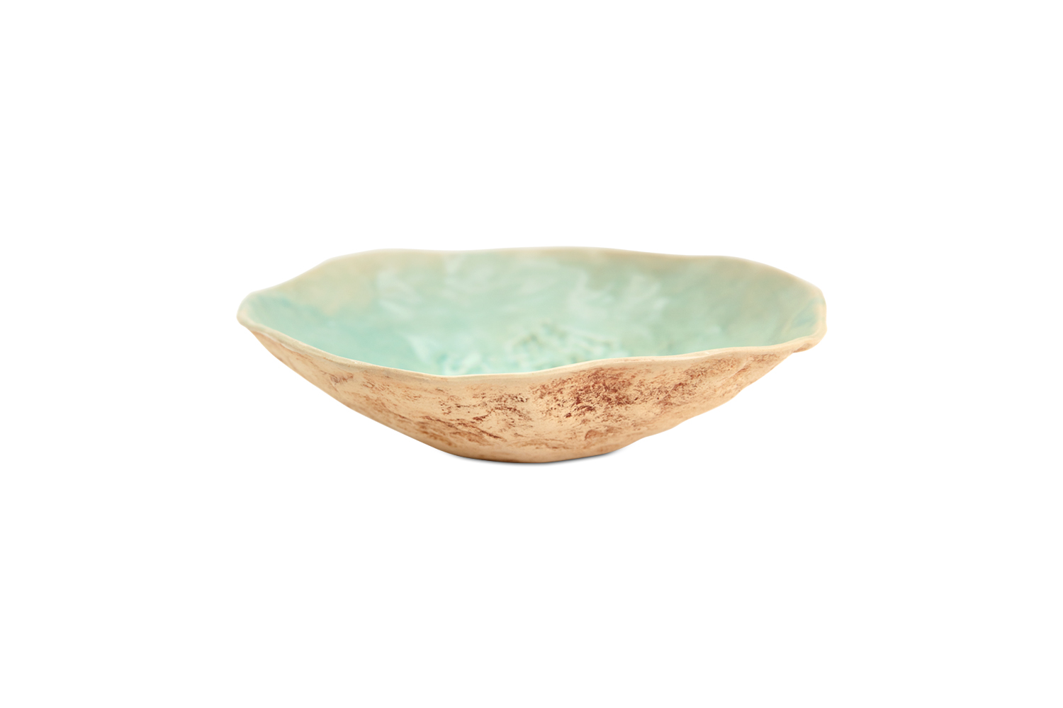 Handmade Jerusalem Stone Ceramic Salad Bowl with Turquoise contrast ...